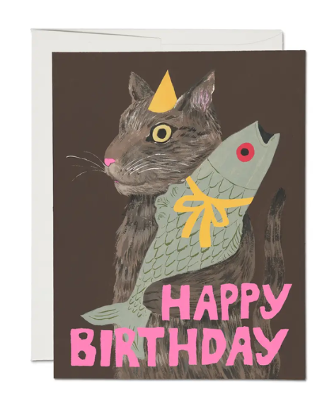 Red Cap Cards - Cat's Delight Birthday Greeting Card – Pinky's Melbourne